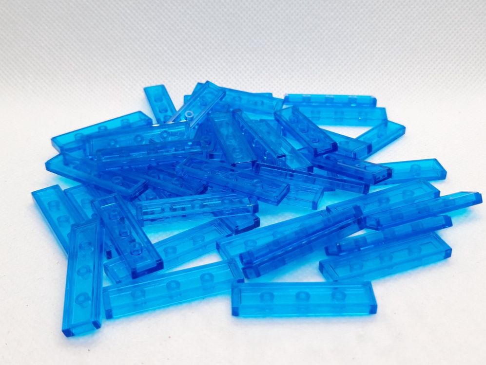 Lego 50 Stk. Flat Tile 1x4 trans. blue (new) (Neu und originalverpackt ...