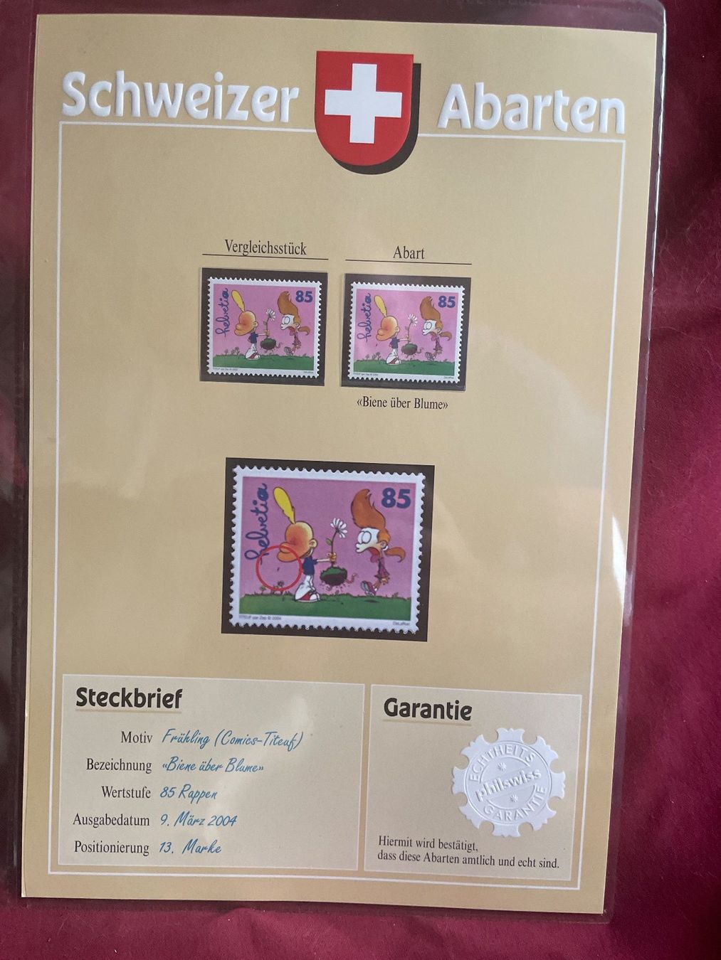 Schweizer Briefmarken-Abarten "Spinnä uf dem Hammer" Top! (D'occasion ...