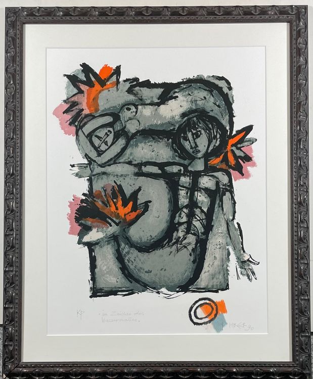 Rudolf Mirer (1937) grosse Lithographie Handsigniert „KP“ (Gebraucht) in Root für CHF 250 – mit ...