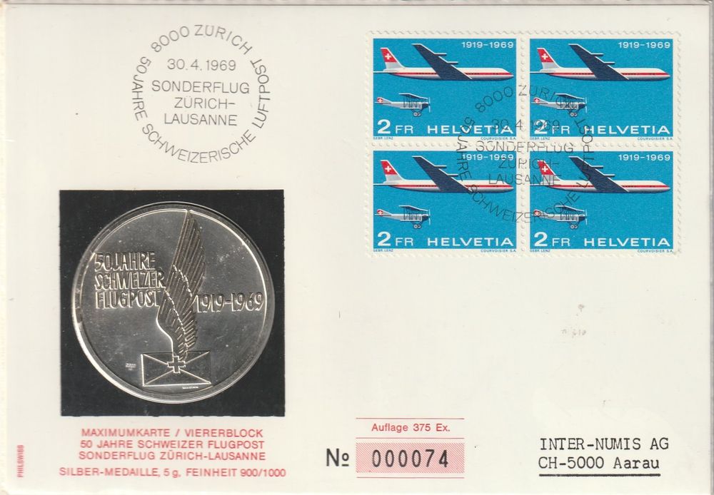 Numisbrief 50 Jahre Schweizer Flugpost (Gebraucht) in Rorschacherberg für CHF 6 – mit Lieferung ...
