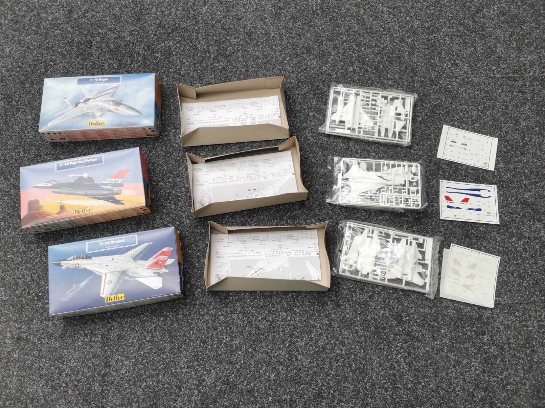 3 Bausätze Heller 1:144 F-15 Eagle F-16 Fighting Falcon F-14 (Gebraucht ...