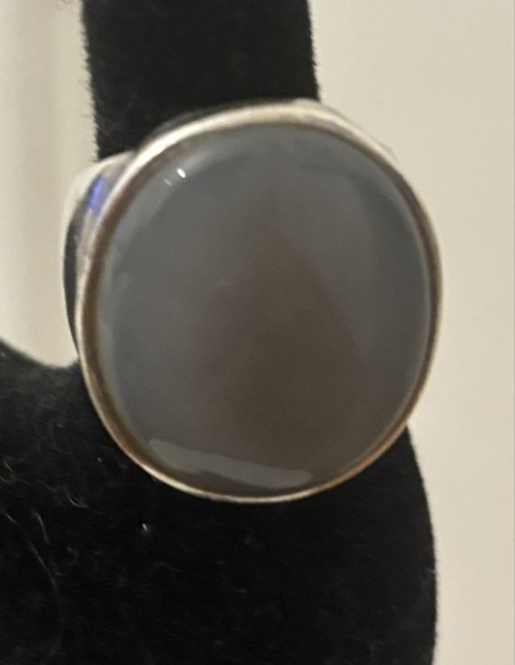 Bague vintage en argent avec pierre grise ovale, chic (D'occasion) à ...