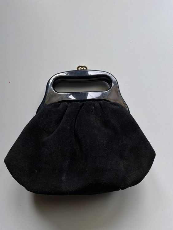1930s 40s vintagBlack leather Art Deco Purse Handbag (Gebraucht) in ...