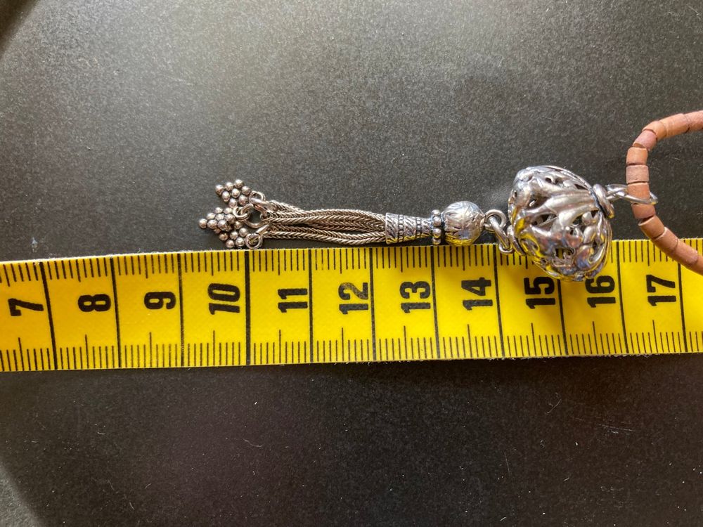 Ethno Boho Anhänger Silber 925 an langer Holzkette (Gebraucht) in ...