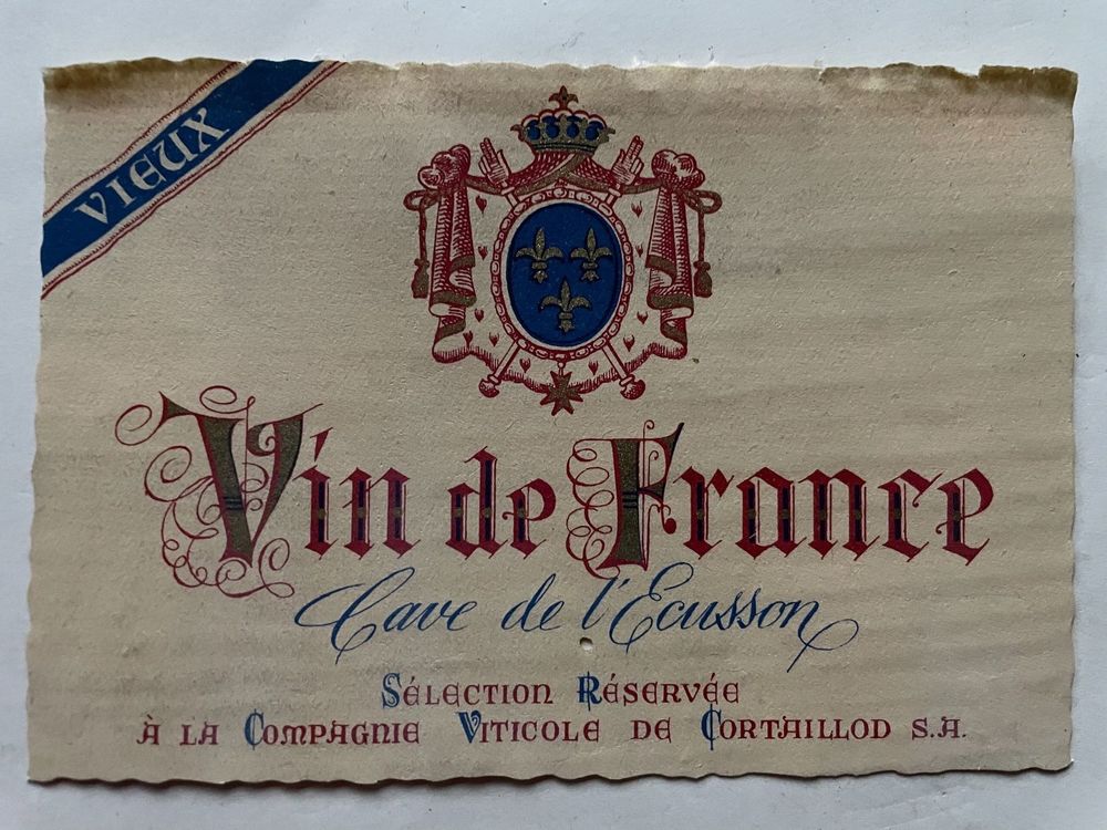 Weinetikette - "Vin de France" - Cave de l'Ecusson | Kaufen auf Ricardo