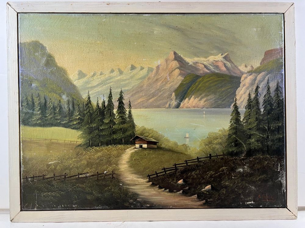 Sehr Alte Alpenlandschaft Gemälde Signiert. (Gebraucht) in Neuhausen am Rheinfall für CHF 10 ...