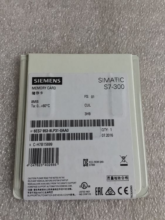 SIMATIC S7 MICRO MEMORY CARD, 8 MBYTE - 6ES7 953-8LP31-0AA0 | Kaufen ...