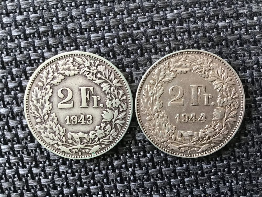Schweizer Silbermünzen 2 FR / 1943, 1944 | Kaufen auf Ricardo