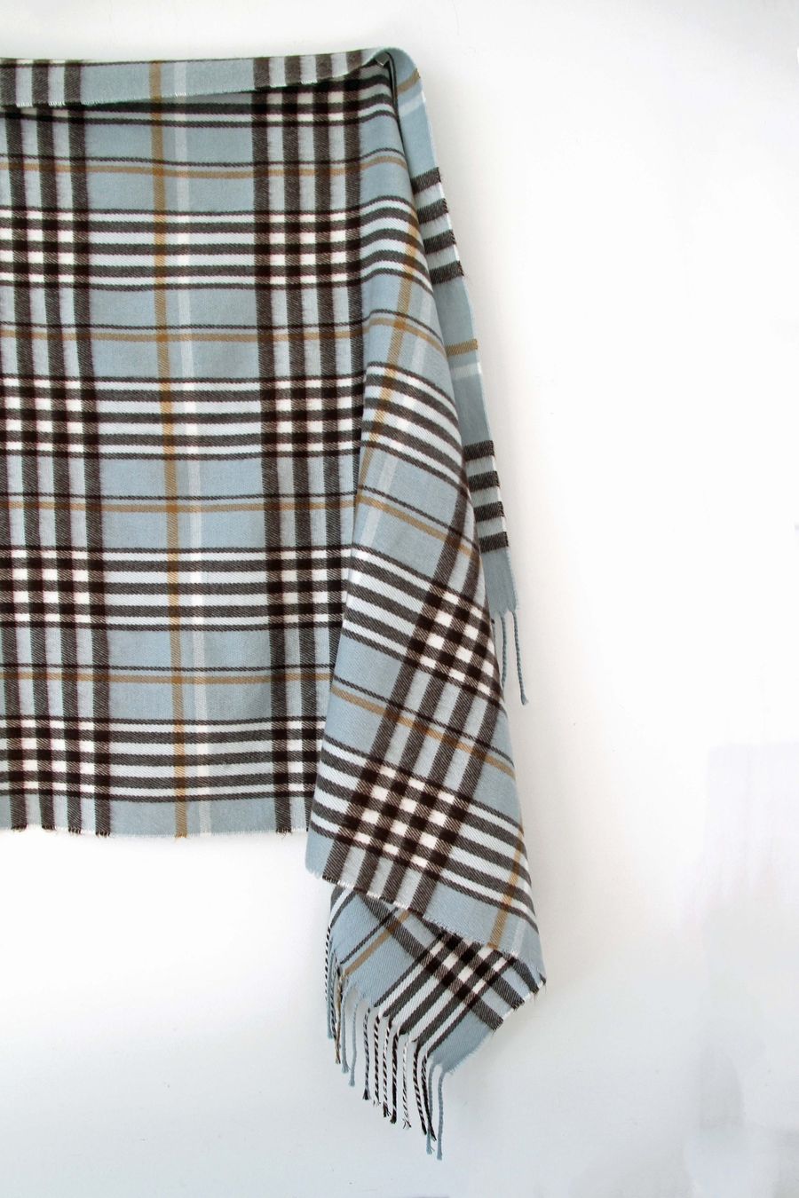 Italienischer Kaschmir Schal - hellblau im Nova Check Design (Gebraucht ...