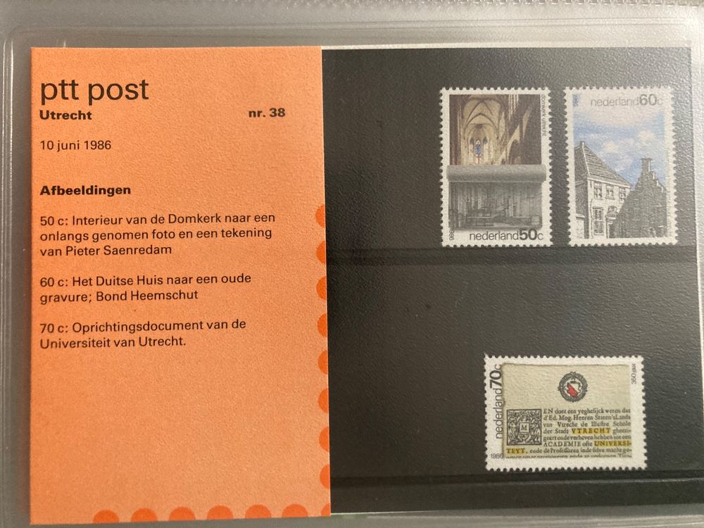 PTT MAPJES NIEDERLANDE 1986 NR.38** EREIGNISSE IN UTRECHT (Neu (gemäss ...