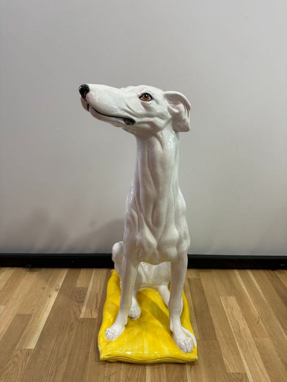 Italienische Whippet-Windhund-Figur weiss glasi. Terrakotta (Gebraucht ...