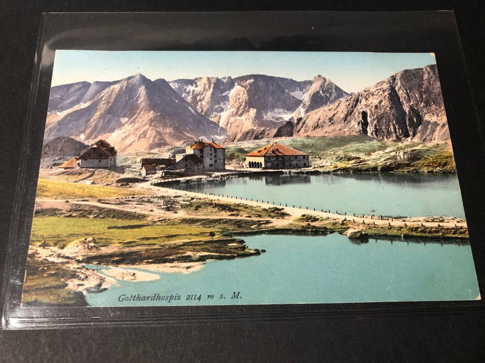 Farbige AK vom Gotthardhospiz 1914, Stempel Göschenen (Gebraucht) in Basel für CHF 6 – mit ...