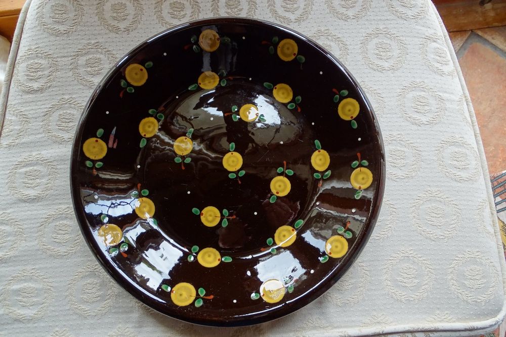 Keramik Platte Handarbeit Steiner Kiesen plat noir fait main | Kaufen auf Ricardo