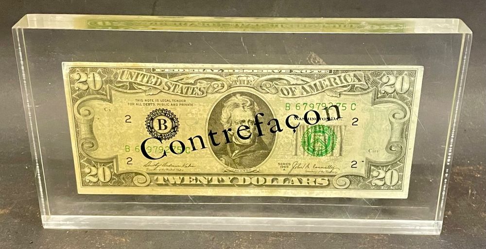 20 US Dollar Banknote Contrefacon in Plexiglas (Gebraucht) in für CHF ...