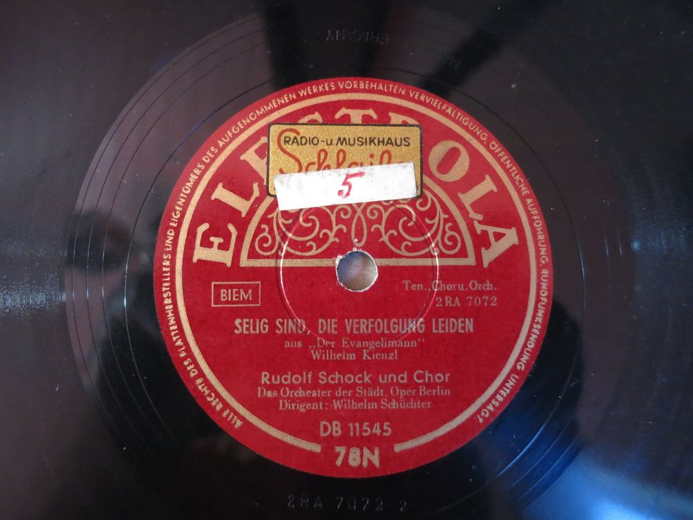 Schellackplatte 30 cm Rudolf Schock (Gebraucht) in Heiligkreuz(Mels) für CHF 3 – mit Lieferung ...