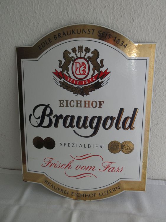 Emailschild Braugold, Eichhof Luzern, gewölbt (Gebraucht) in Binningen ...