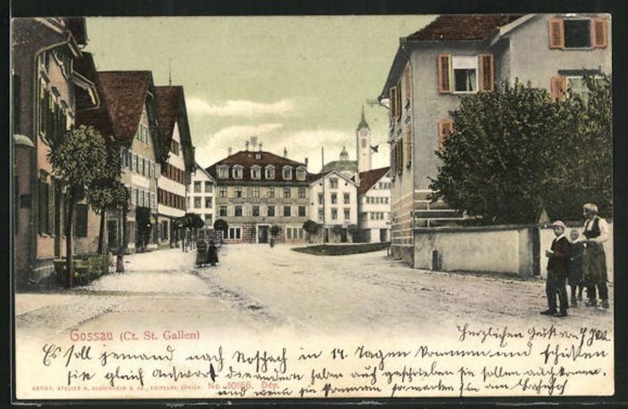 Gossau SG, Photokarte koloriert, gelaufen 1905 (Gebraucht) in Frauenfeld für CHF 22 – mit ...
