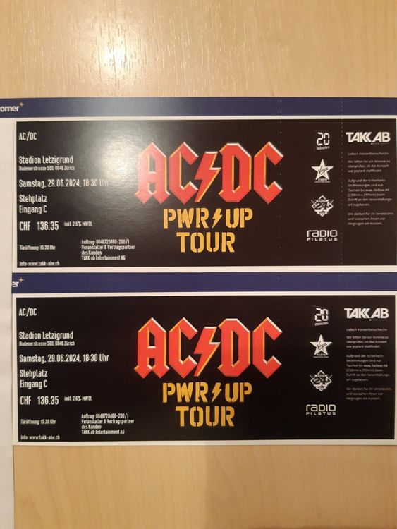 2 AC/DC Tickets Stehplätze (Neu (gemäss Beschreibung)) in Weggis für ...