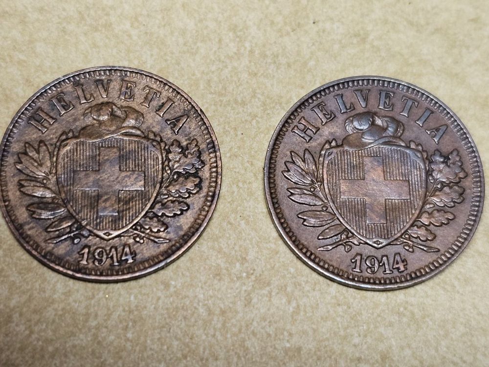 2 Schweizer 2 Rappen Münze von 1914 B in Kupfer Antik | Kaufen auf Ricardo
