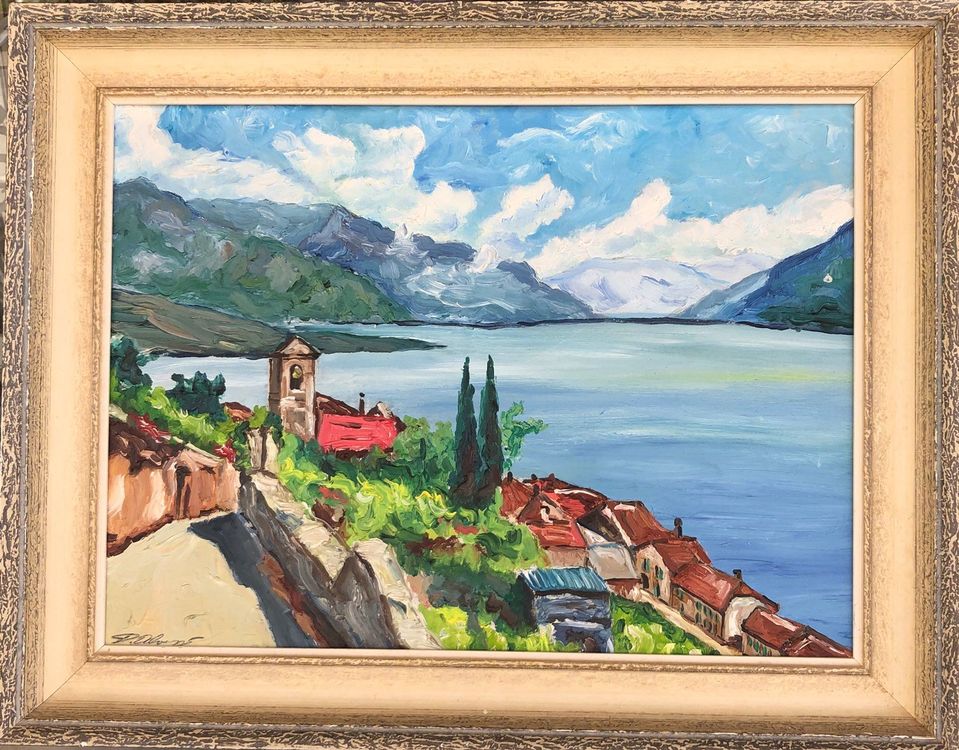 Szene in St. Saphorin Gemälde unles Sign | Kaufen auf Ricardo