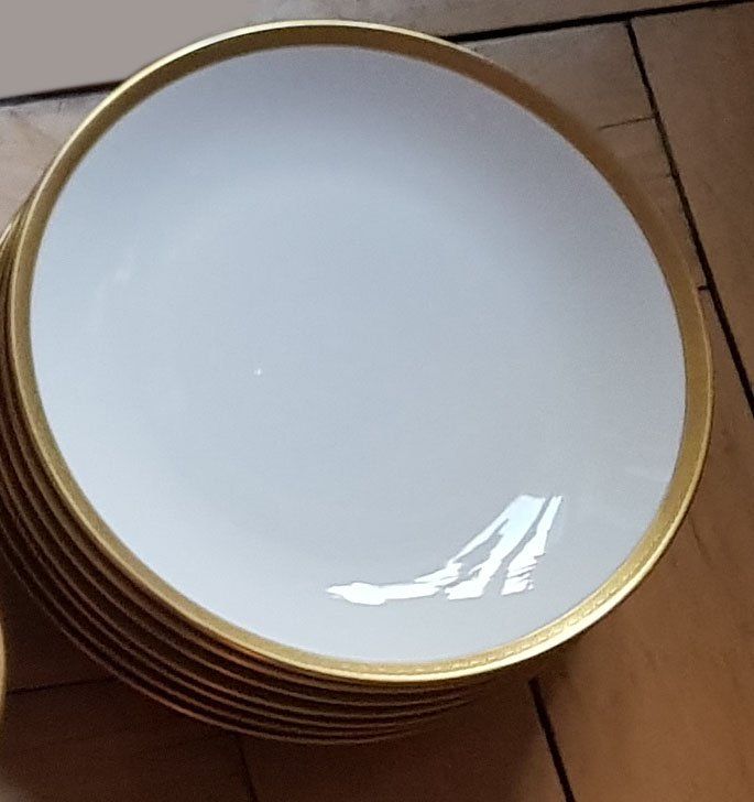 9 Porzellan Teller mit Goldrand Ornamente Handbemalt Bohemia | Kaufen ...