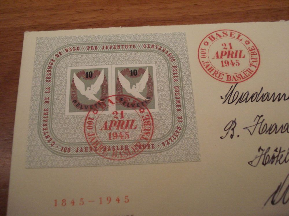Brief 1945, Block Baslertaube, felaufen, roter Sonderstempel | Kaufen auf Ricardo