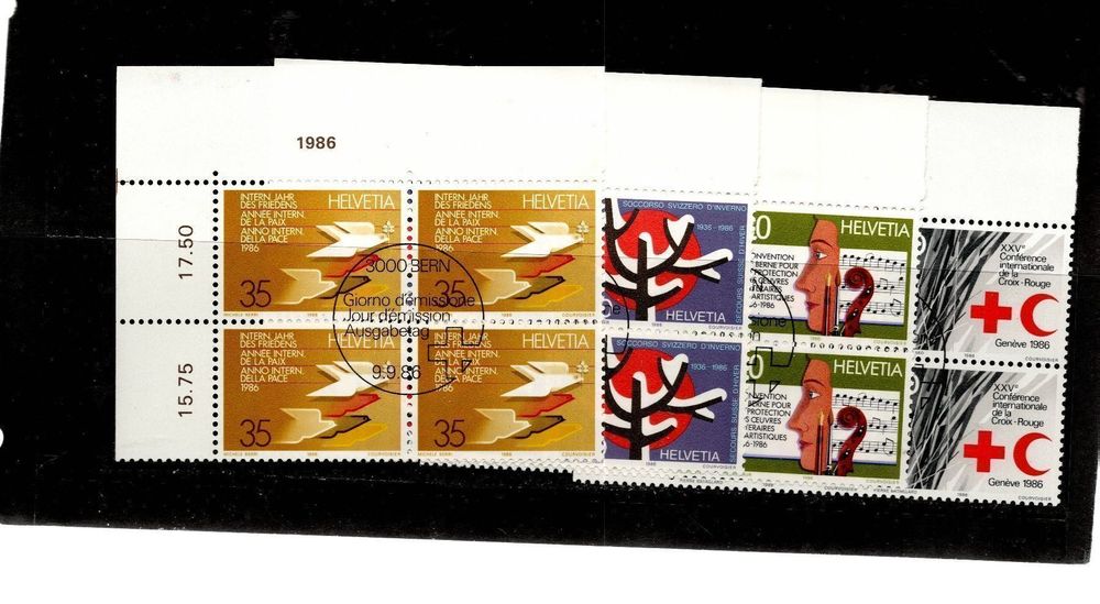 Schweiz Viererblock Werbe II 1986 Ersttagsstempel (Neu (gemäss Beschreibung)) in Uitikon Waldegg ...