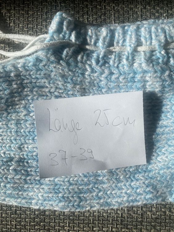 Selbstgestrickte Bettsocken a. Wolle. Länge: 25cm Gr. 37-39 (Gebraucht ...