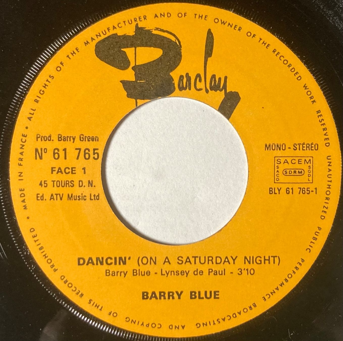 BARRY BLUE - DANCIN' (ON A SATURDAY NIGHT) (D'occasion) à Poliez-Pittet ...