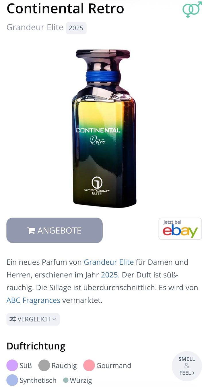 Continental Retro Grandeur Elite EDP 5ML. (Althaïr Clone) (Gebraucht ...