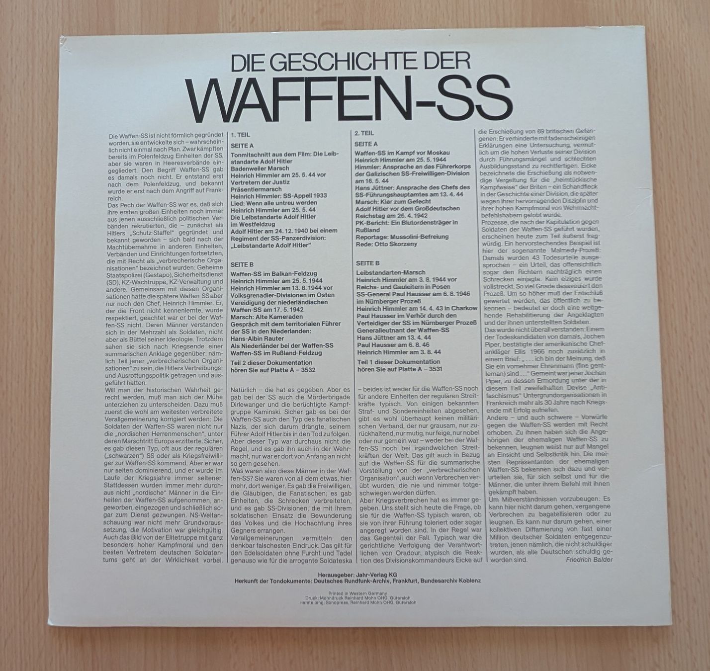 Schallplatten "Geschichte der Waffen SS" (WW2) (Gebraucht) in Widnau für CHF 36.5 – mit ...