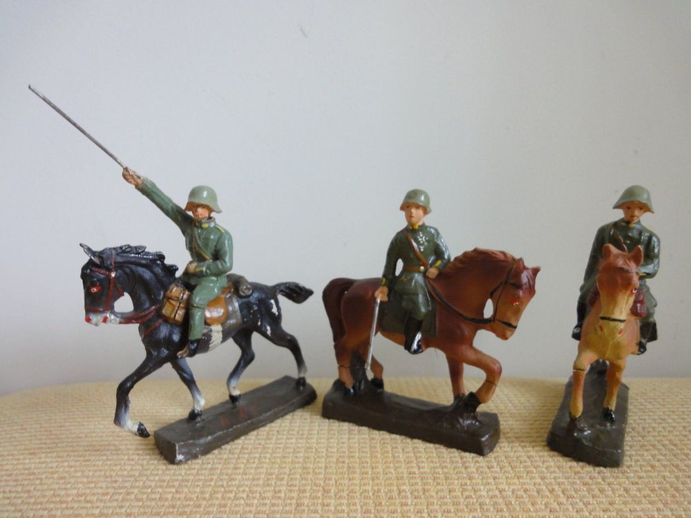 Elastolin - 3 Pferde mit Militärfiguren | Kaufen auf Ricardo