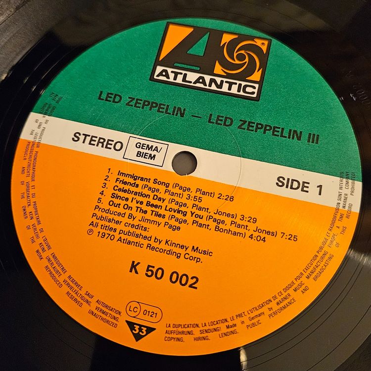 Vinyl Schallplatte Led Zeppelin 3 1973 (Gebraucht) in Bertschikon ...