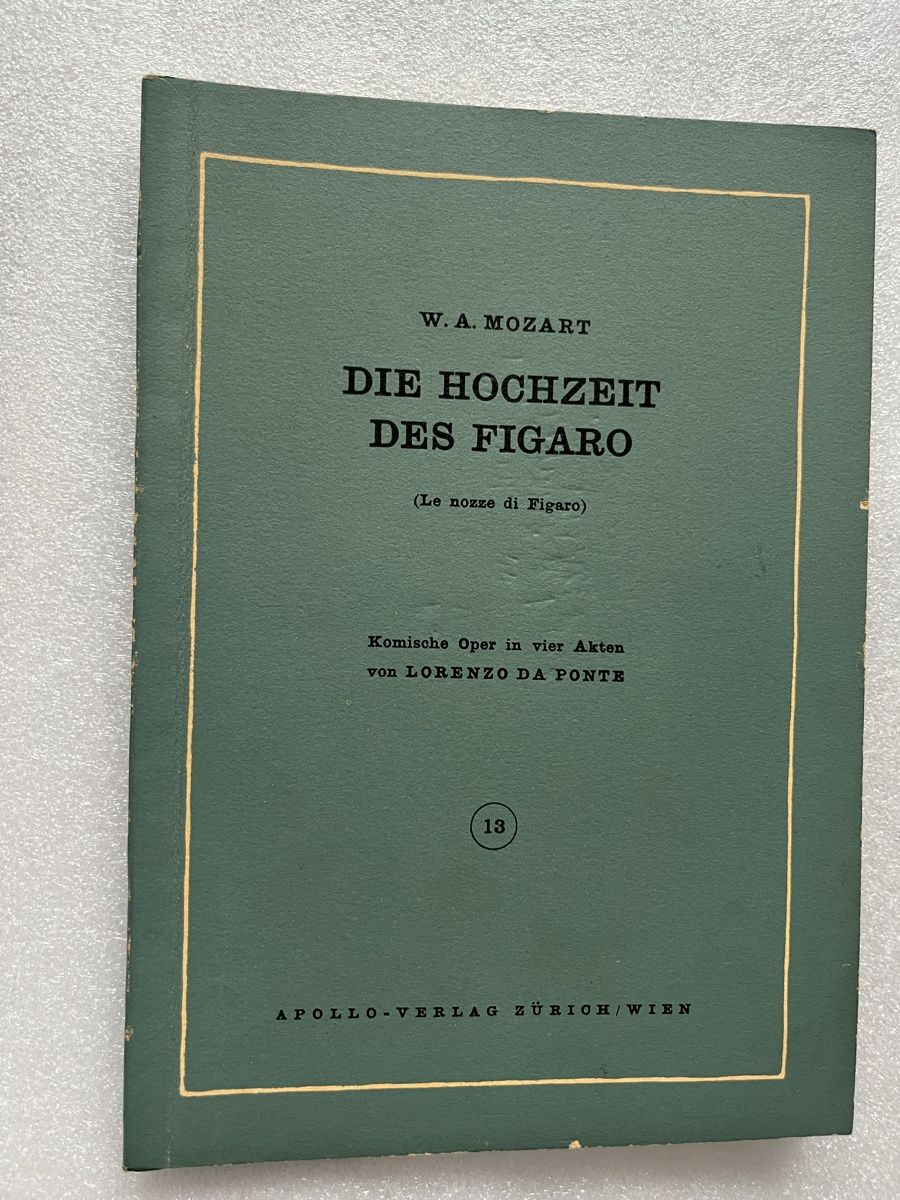 Mozart: Die Hochzeit des Figaro - Seltenes Regie/Textbuch! (Gebraucht ...