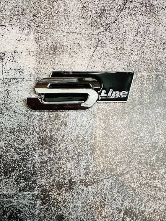 Audi S Line Emblem Schriftzug Logo NEU in Chrom/Schwarz (Neu und ...