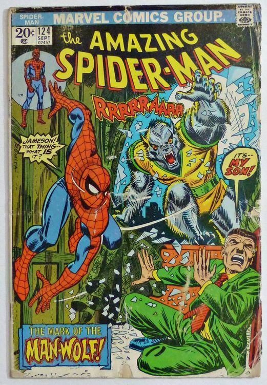 AMAZING SPIDER-MAN 124 KEY ISSUE 🔑 1ST. MAN-WOLF APP. 1973 (Gebraucht ...