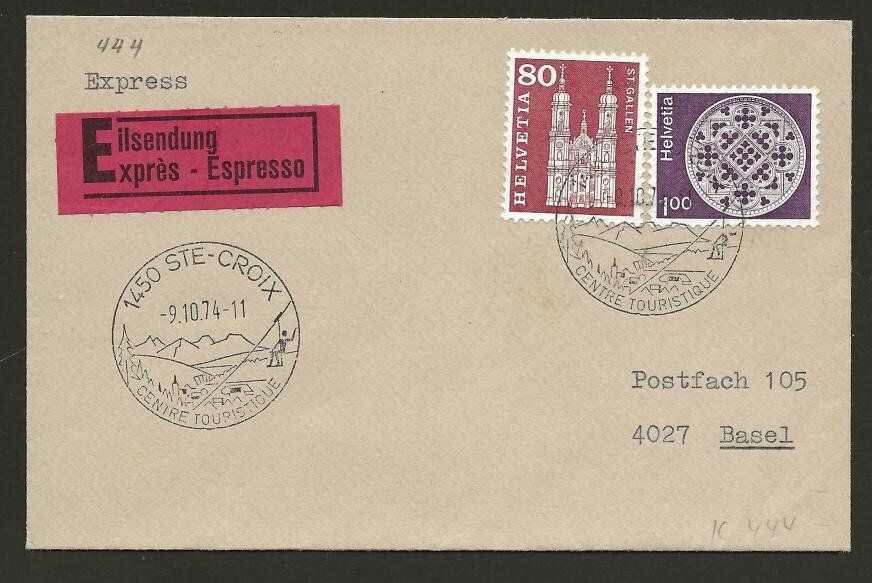 1974 Fr. 1.80 Brief Eilsendung von STE-CROIX (Gebraucht) in Arlesheim für CHF 2 – mit Lieferung ...