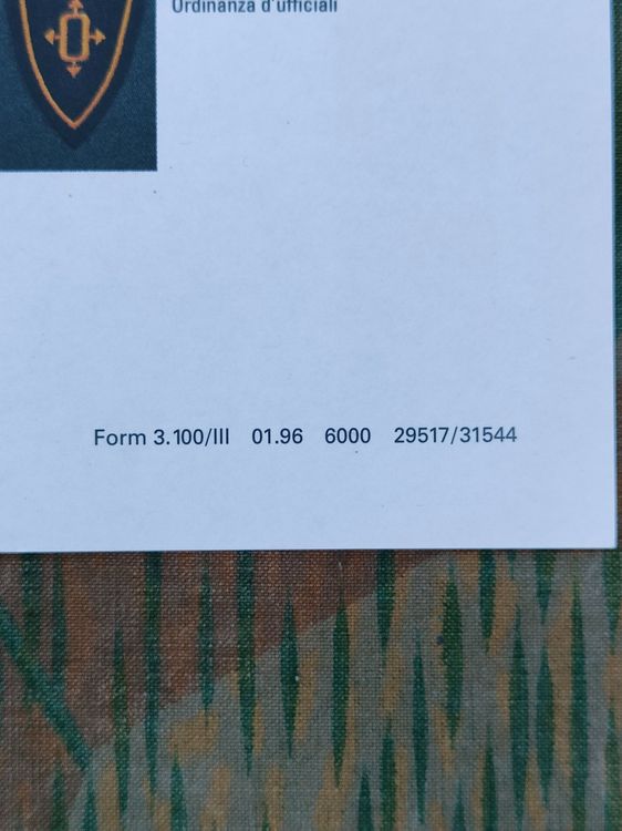 Formular 03.100/III, DIE ABZEICHEN DER SCHWEIZER ARMEE, 1996 (Gebraucht ...