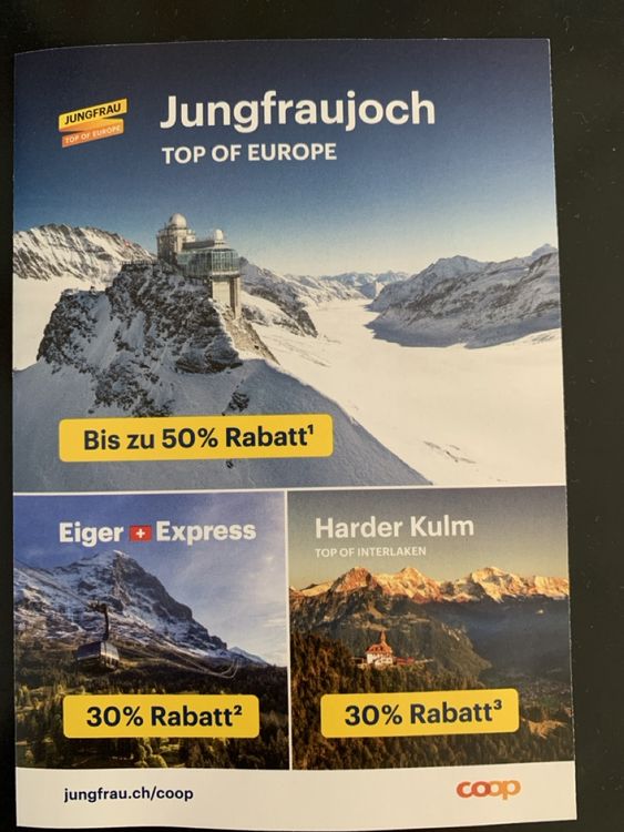 Coop Aktion Jungfraujoch bis 50% Rabatt (Neu (gemäss Beschreibung)) in Zollikon für CHF 5 – mit ...