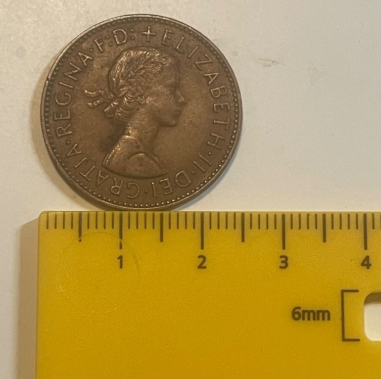 Halb Penny, 1960, Queen Elizabeth II, Antike Münze - XF-45! (Gebraucht ...