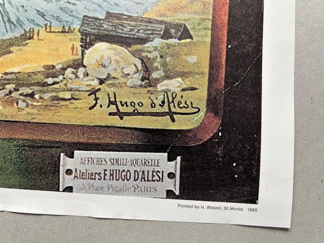 Poster St. Moritz, Kutsche / Gletscher, Hugo d'Alési, (Gebraucht) in ...