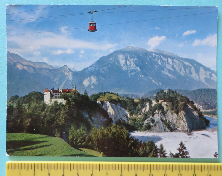 AK,CPA, SCHLOSS RHÄZÜNS UND SCHWEBEBAHN FELDIS 1962,SEILBAHN | Kaufen ...