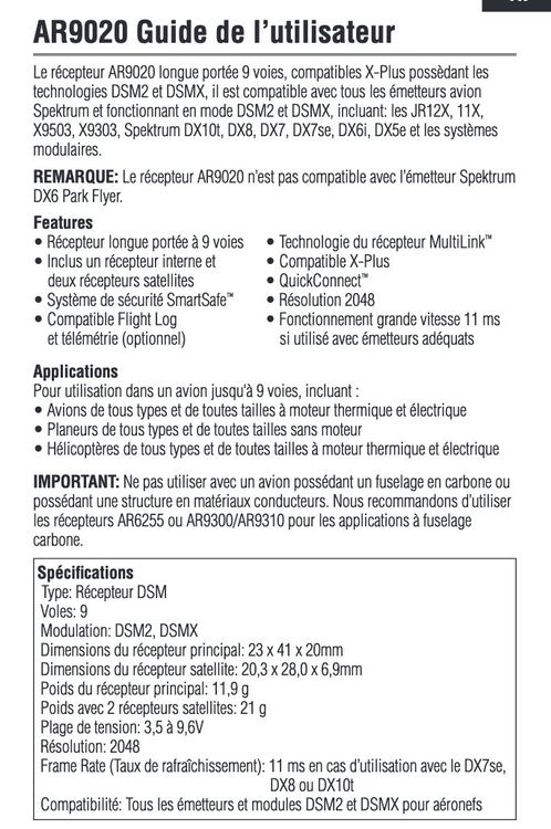 Spektrum AR9020 9-Channel DSMX X-Plus Receiver SPMAR9020 | Kaufen auf ...