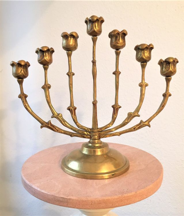 Menora Kerzenleuchter 7 armig Messing für 7 Kerzen, drehbar (Gebraucht ...