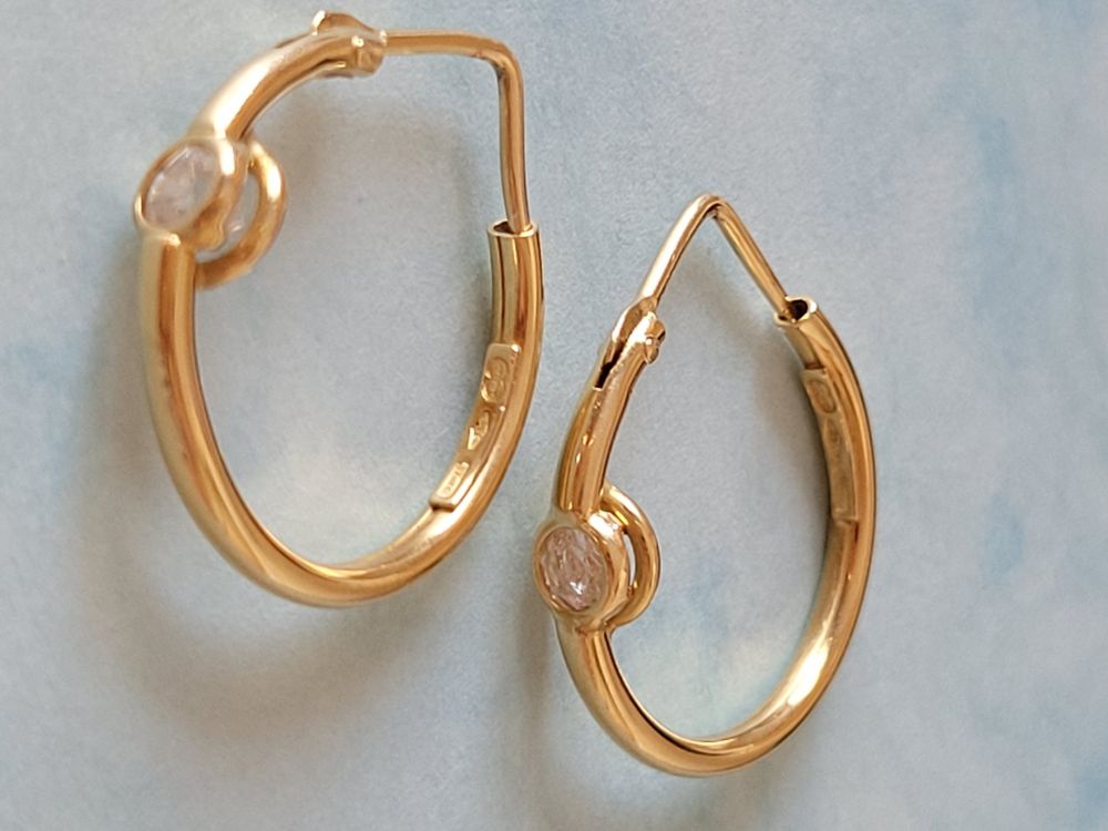 Creolen Gelbgold 750/18K mit Zirkonia | Kaufen auf Ricardo