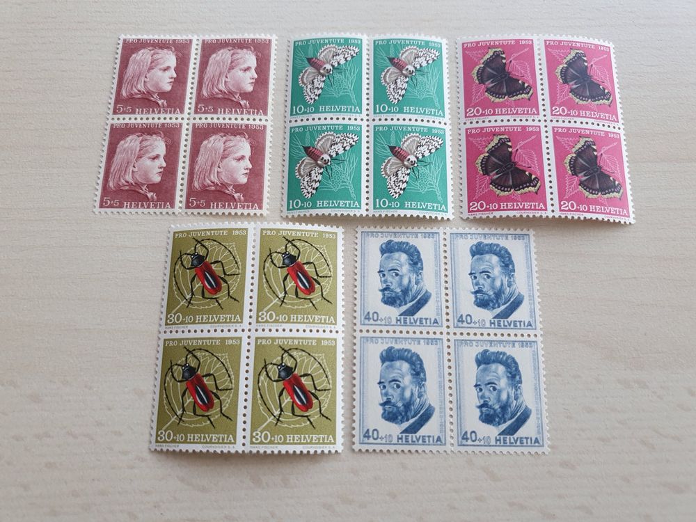 PJ Serie 1953 im 4er Block, postfrisch**, ab 1.- (Neu (gemäss Beschreibung)) in Burgdorf für CHF ...