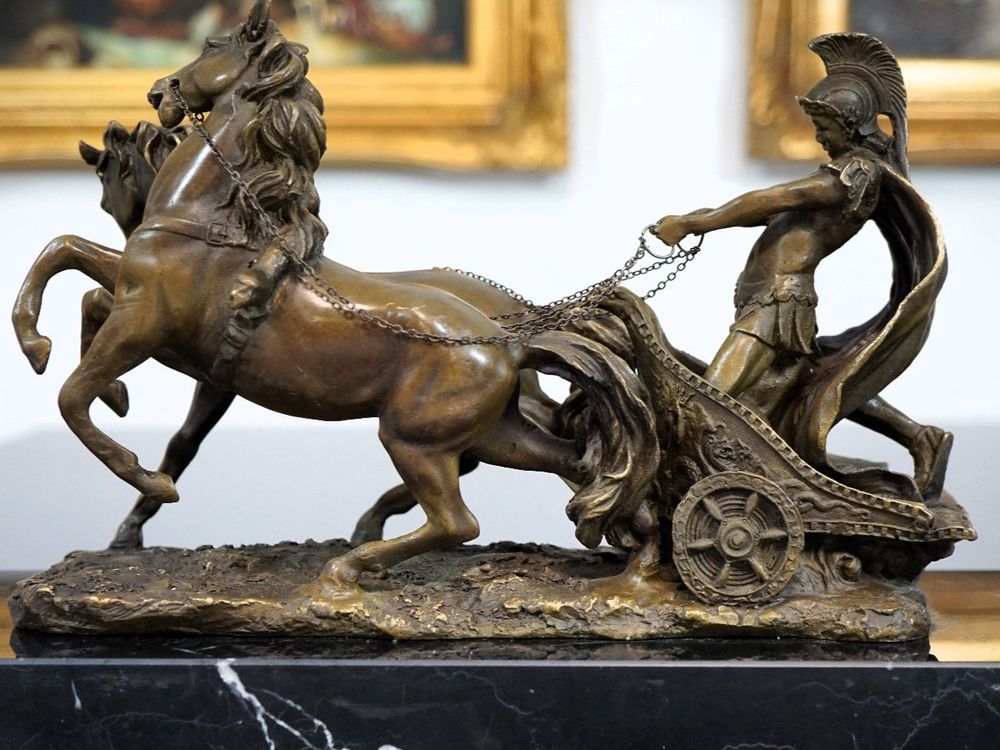 BRONZE SKULPTUR ACHILLES TROJA STREITWAGEN MYTHOLOGIE | Kaufen auf Ricardo