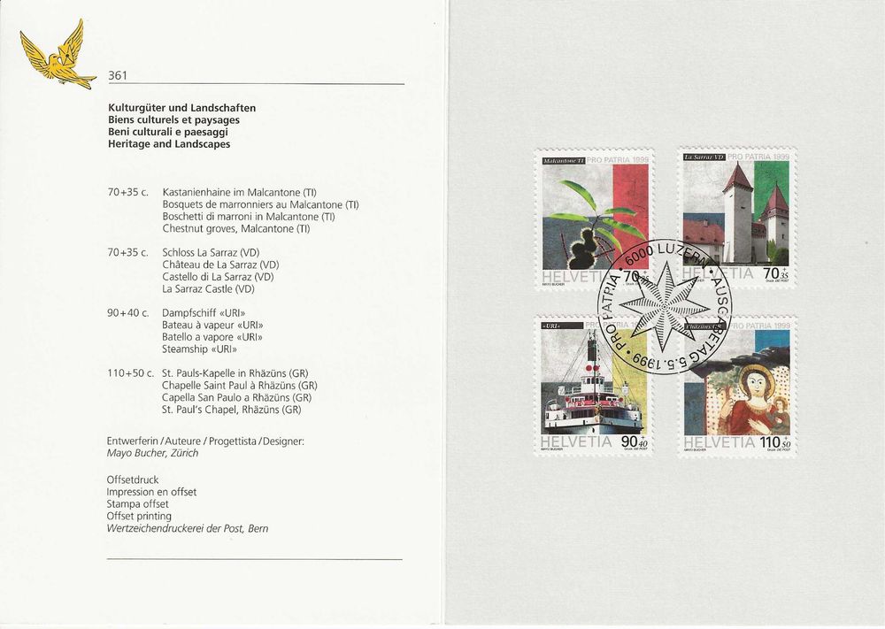 FDC - Pro Patria 1999 - 05.05.99 (Neu (gemäss Beschreibung)) in rolle für CHF 0.9 – mit ...