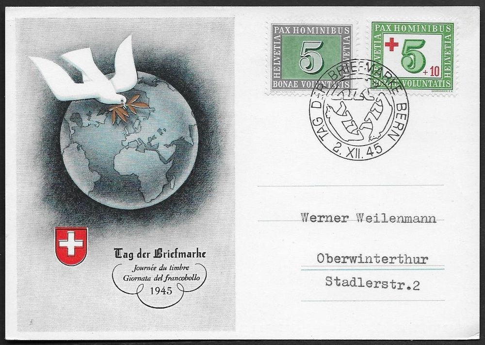 1945 Karte T.d.BM BERN PAX zwei 5ct. verschieder TOP ab 1.- (Gebraucht) in Zürich für CHF 4 ...