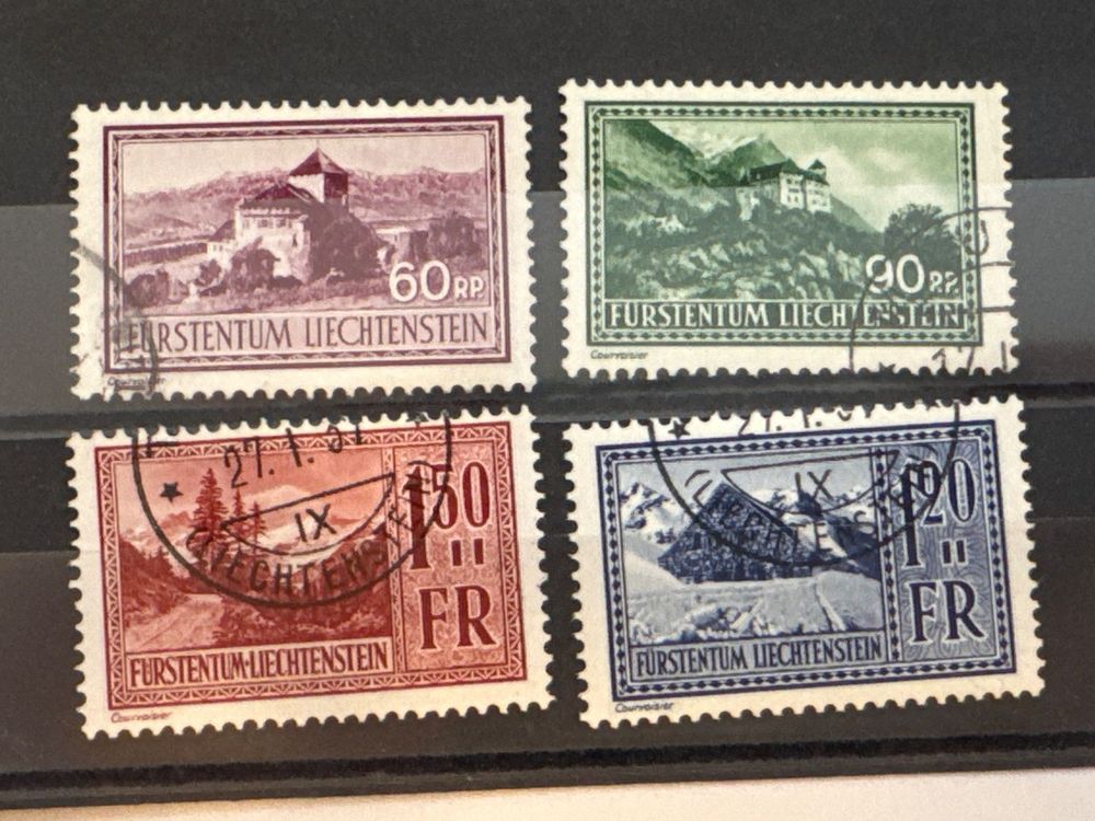 1934, Wappen und Landschaftsbilder, ZNr. FL115-118, gestemp. (Gebraucht) in Küssnacht am Rigi ...